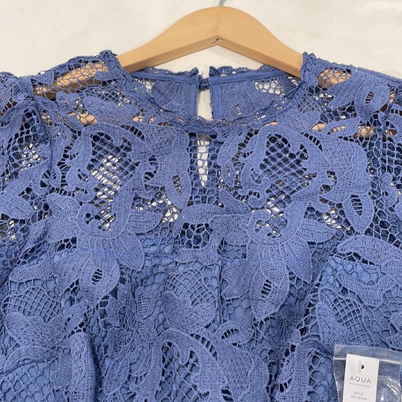 Aqua | Dresses | Nwt Xs Periwinkle Blue Slate Luxe Lace Ruffle Party ...